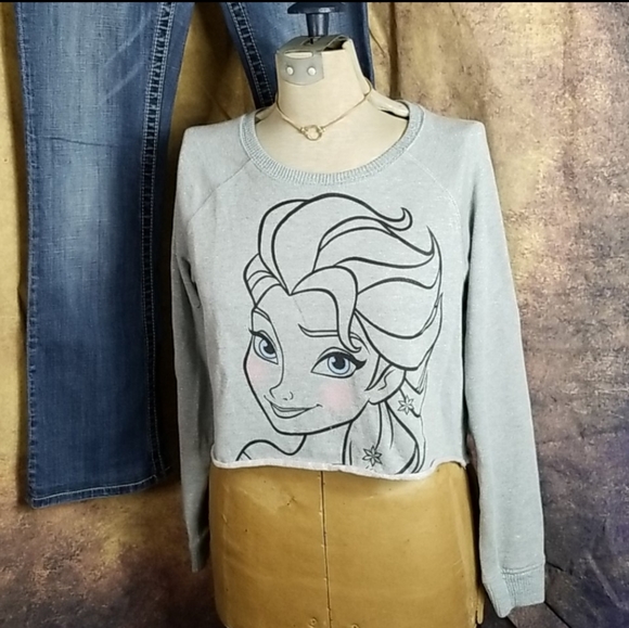 Disney | Sweaters | Disney Frozen Elsa Cropped Metallic Sweater | Poshmark